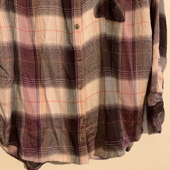 Lucky Brand | Tops | Lucky Brand Pink And Brown Plaid Flannel Peplum ...